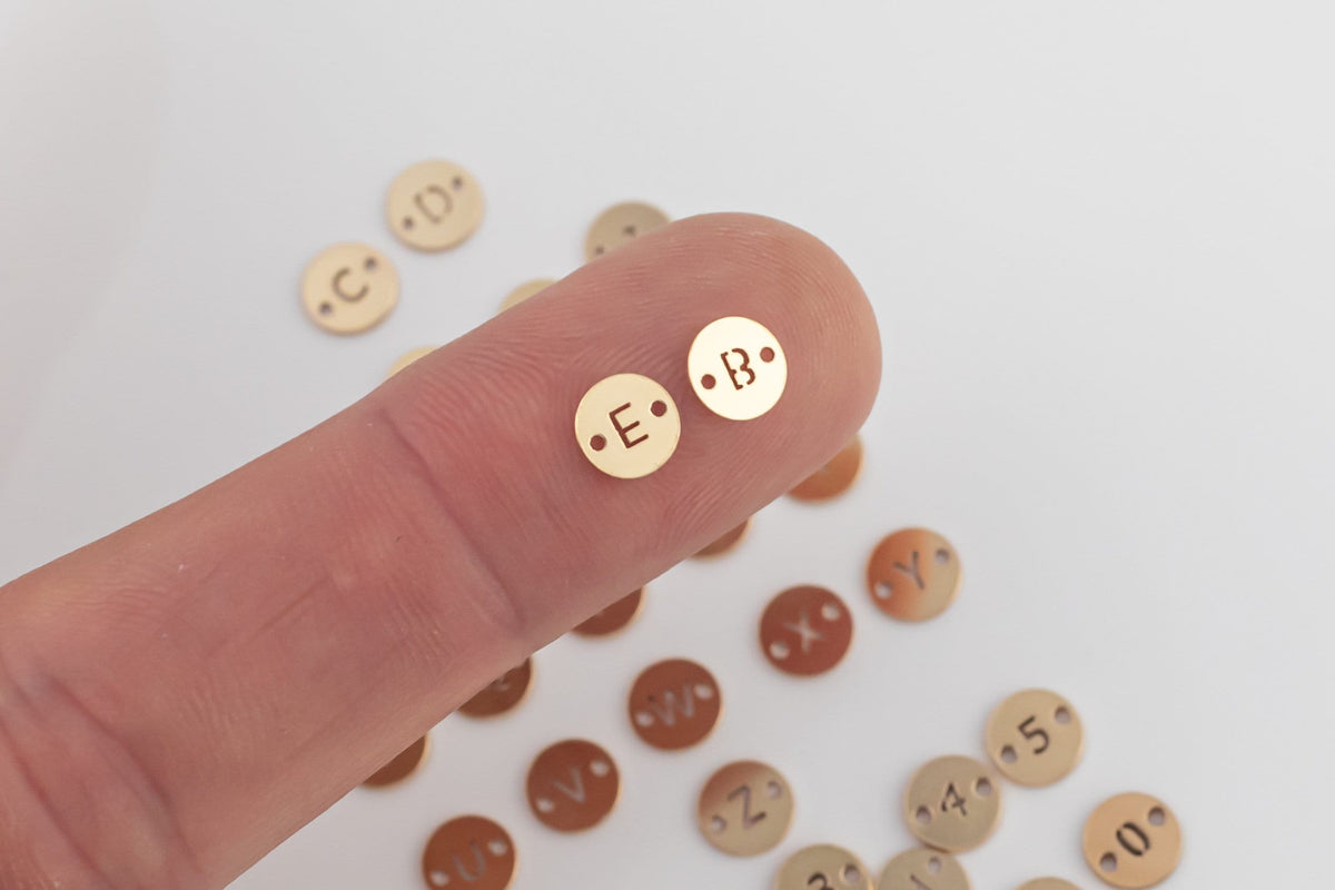 Letter Connectors 14K Gold Filled / Sterling Silver 6mm Alphabet Numbe ...