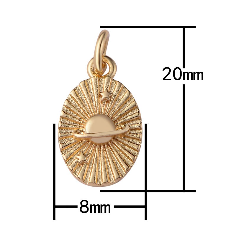 2pc 18K Gold Planet Solar System Charm Bracelet Necklace Pendant Earri ...