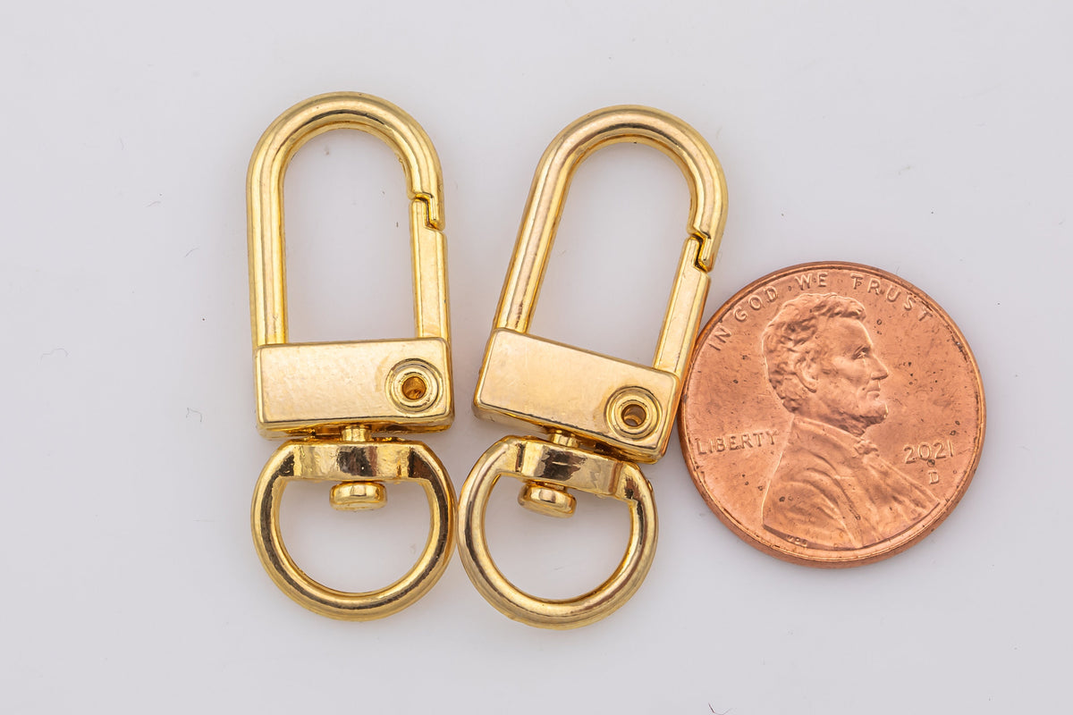1 pcs- Self Closing Swivel Clasps - 18kt Gold for Charm Lock Jewelry S ...